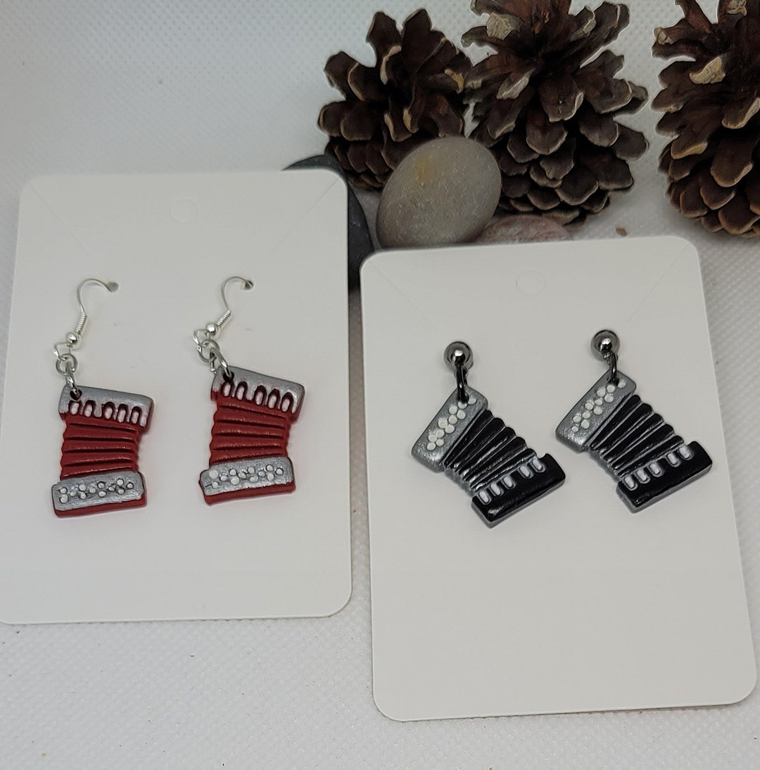 Accordion Earrings Musical Instrument Jewelry Handmade Polymer Clay ...