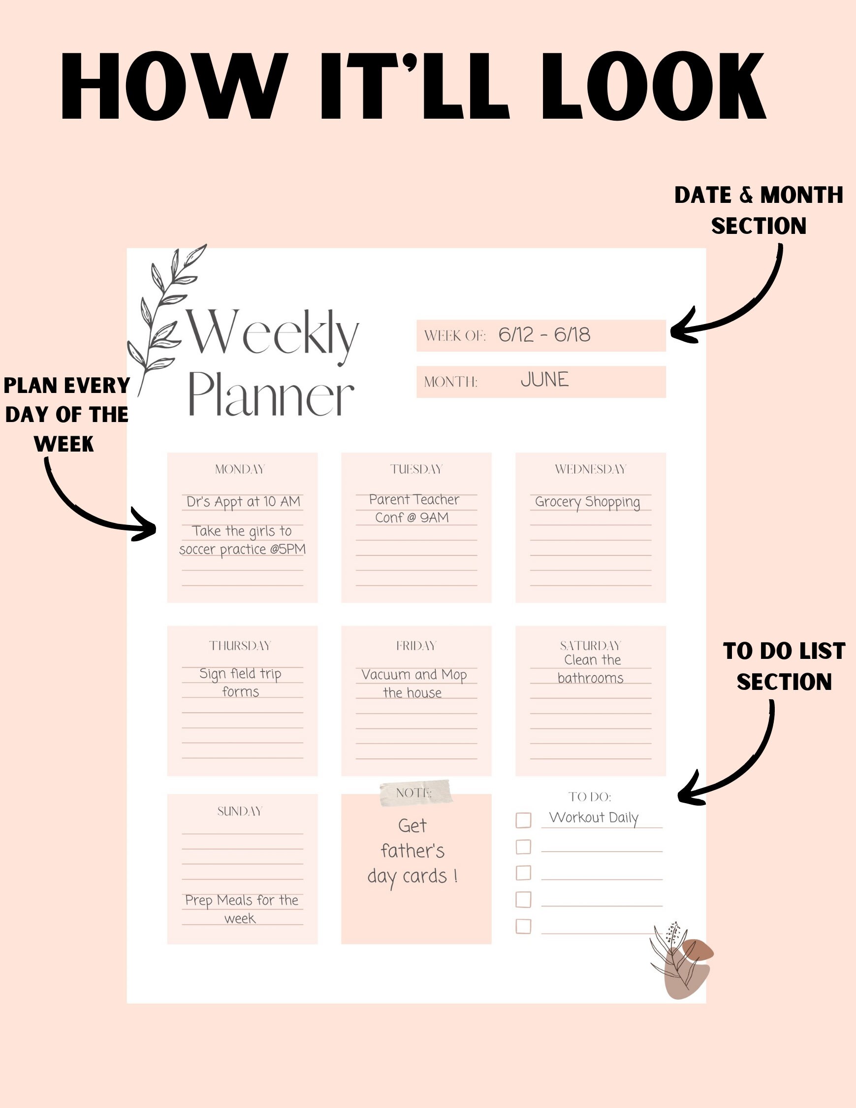 Weekly Planner L Digital Download Weekly Planner L Weekly Planner L ...