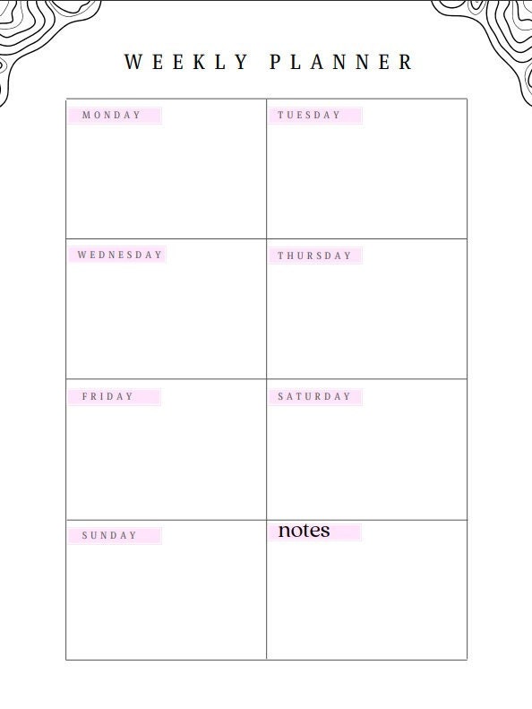 Digital Download/printable Weekly Planner L Weekly Planner Printable L ...