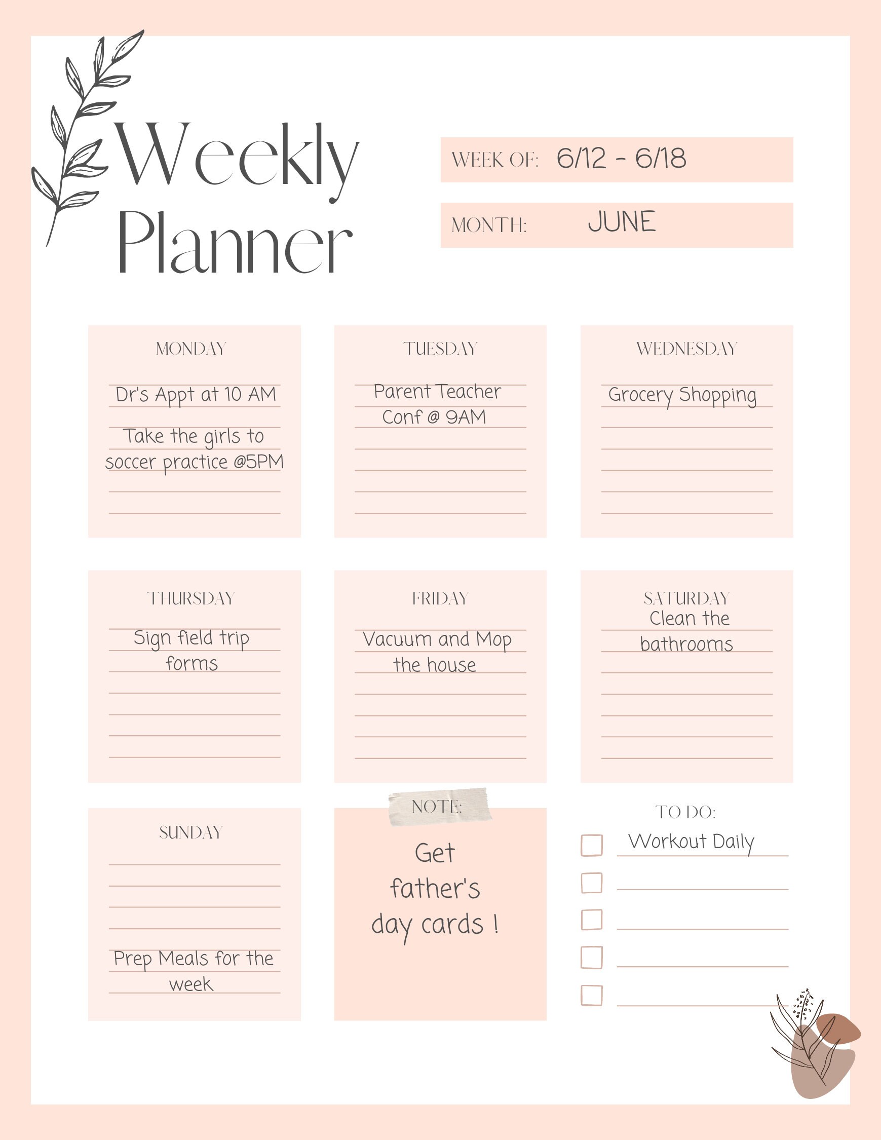 Weekly Planner L Digital Download Weekly Planner L Weekly Planner L ...