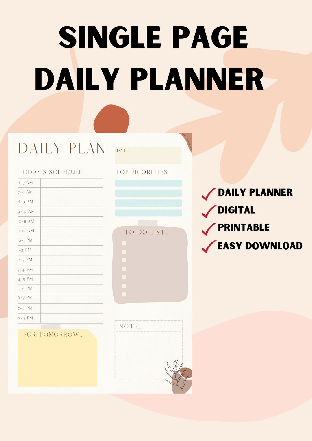 Daily Planner L Reusable Daily Planner L Digital Download L Printable ...