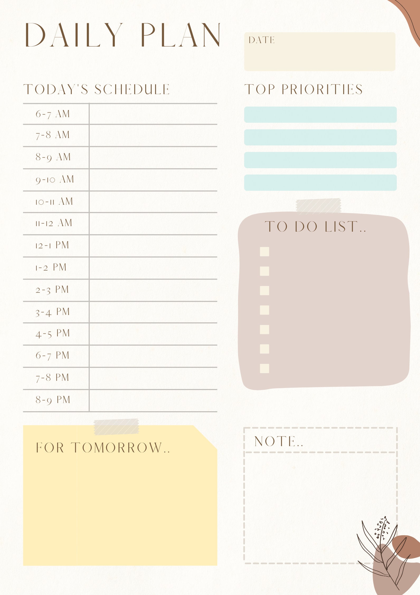 Daily Planner L Reusable Daily Planner L Digital Download L Printable ...