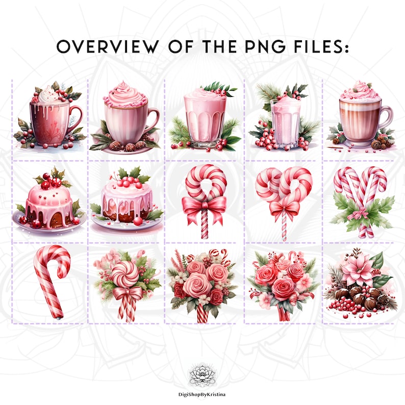 Pink Christmas Dessert Clipart Christmas Sweets Clipart Girly Christmas ...