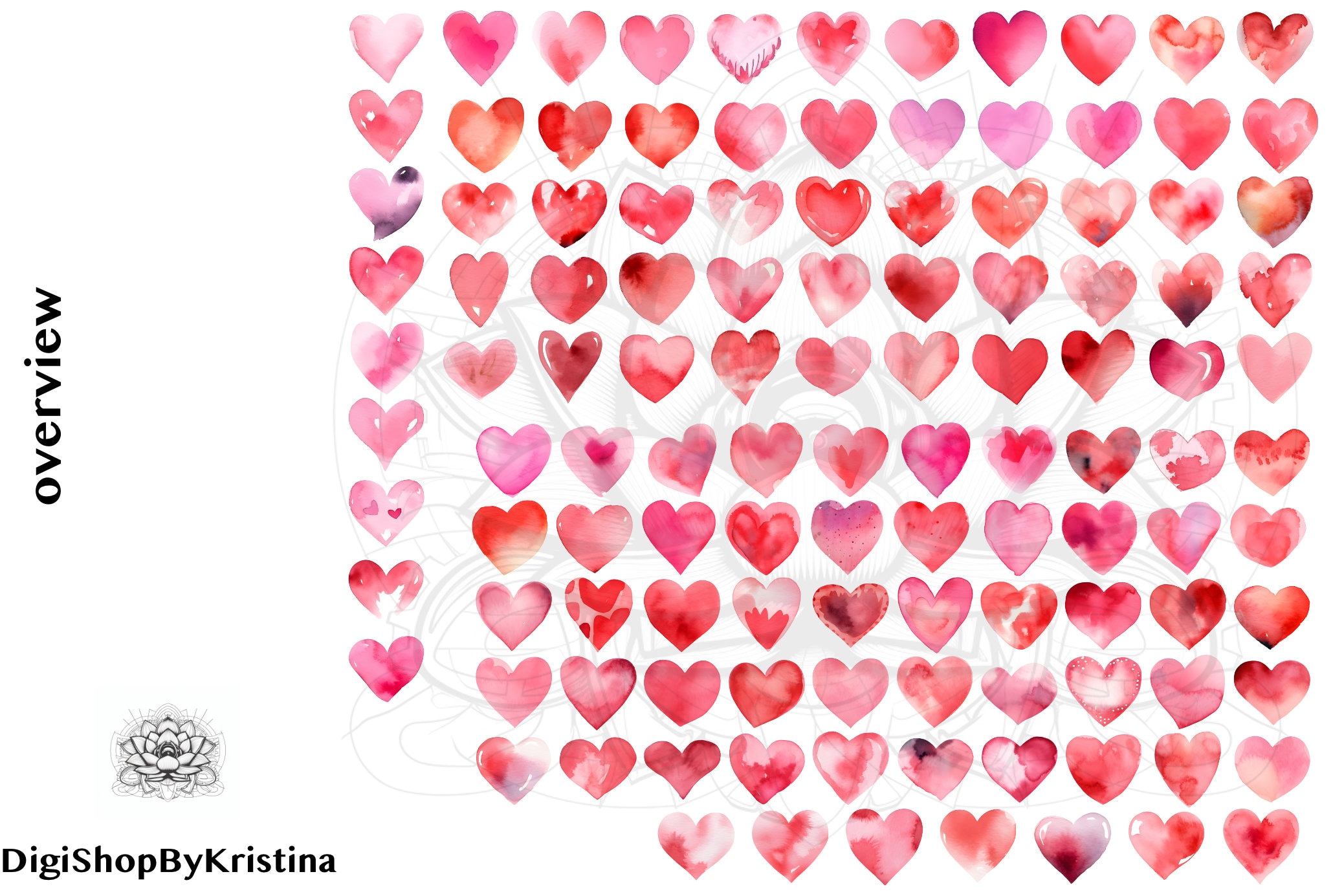 116 Red and Pink Watercolor Clipart Hearts, Love Clipart, Valentine's ...