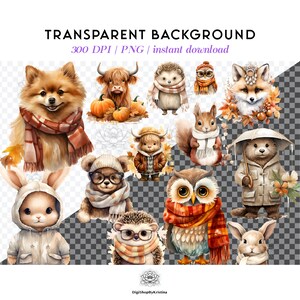 MEGA BUNDLE Autumn Animals Clipart | Fall Animals With Scarf Clipart ...