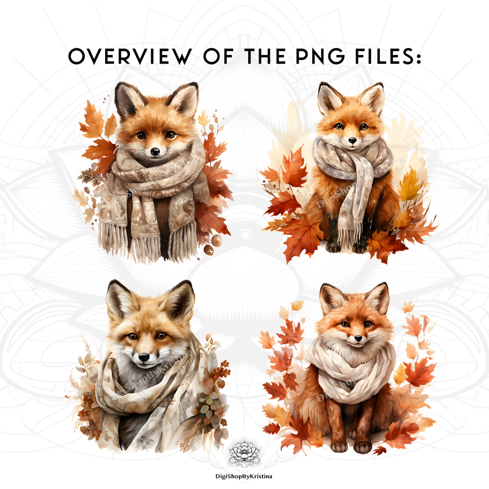 Cute Little Foxes Clipart Set Watercolor Fox Pngs Autumn - Etsy