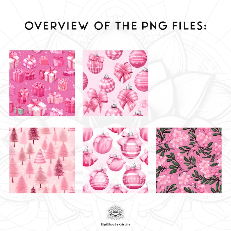 Pink Christmas Digital Papers Girly Christmas Seamless - Etsy