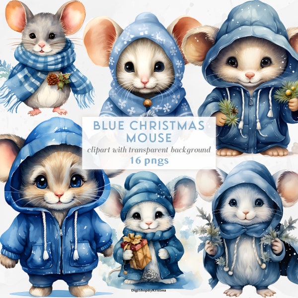Christmas Mouse Clipart - Etsy