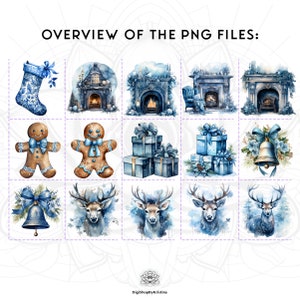 Blue Christmas Clipart Collection | Blue Watercolor Christmas Bundle ...