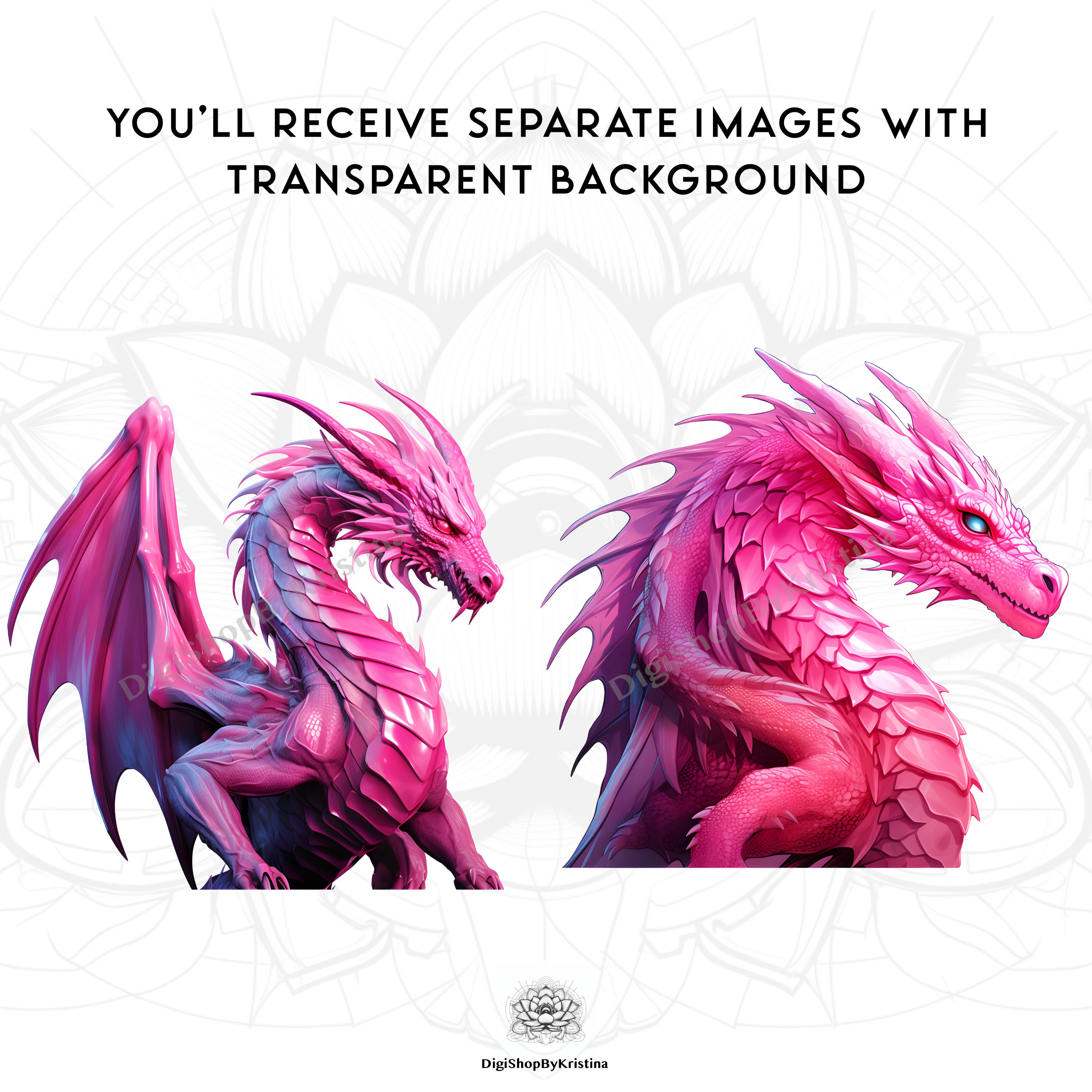 Neon Pink Dragons Clipart PNG Neon Pink Dragon With Png - Etsy