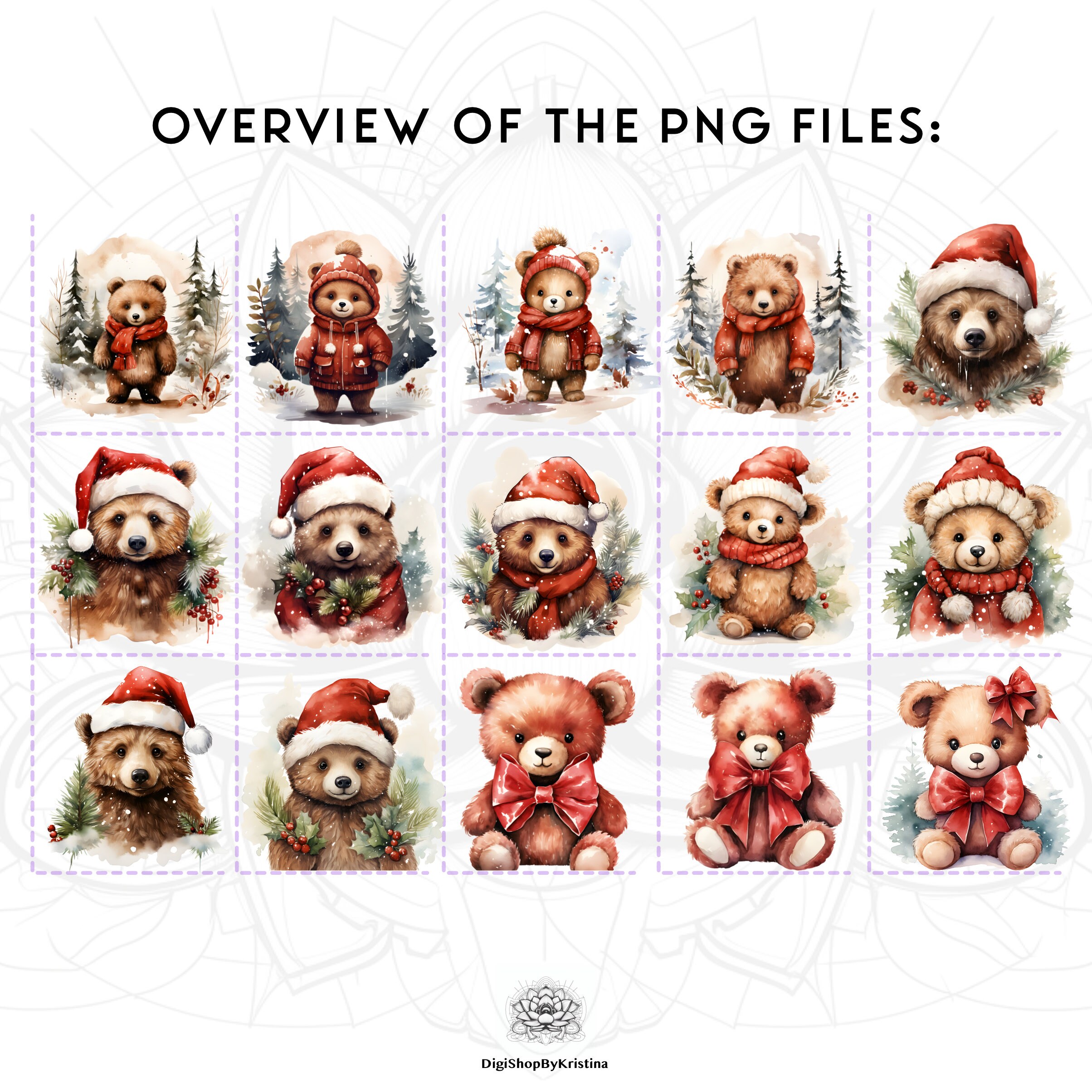 Cute Red Christmas Teddy Bear Clipart Classic Watercolor Christmas ...