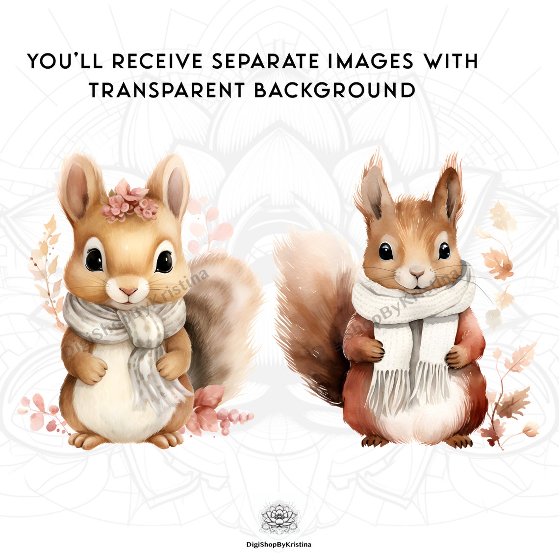 Cute Little Squirrels Clipart Set Watercolor Squirrel Pngs - Etsy