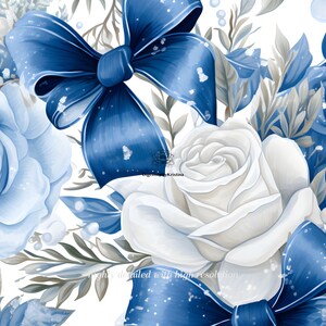 Blue Christmas Flowers Digital Papers | Girly Christmas Seamless ...