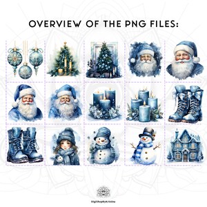 Blue Christmas Clipart Collection | Blue Watercolor Christmas Bundle ...