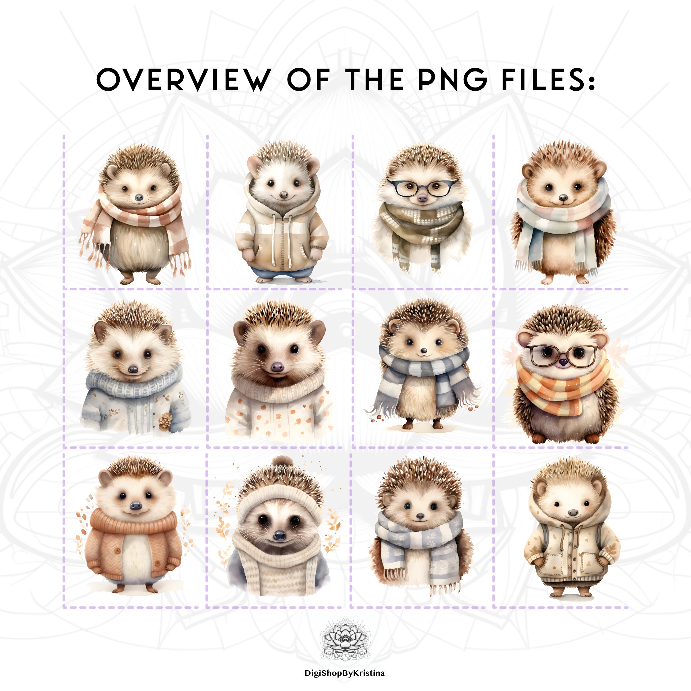 Cute Little Autumn Hedgehog Clipart Set | Watercolor Hedgehog Pngs ...