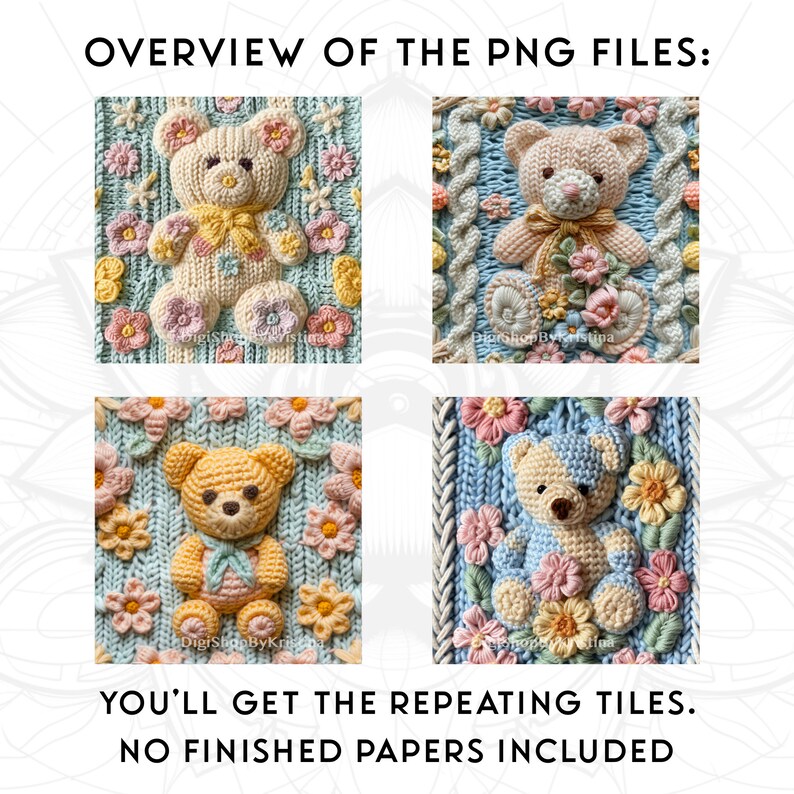 3D Knitted Floral Teddies Seamless Pattern Faux Knit Repeating Pattern ...