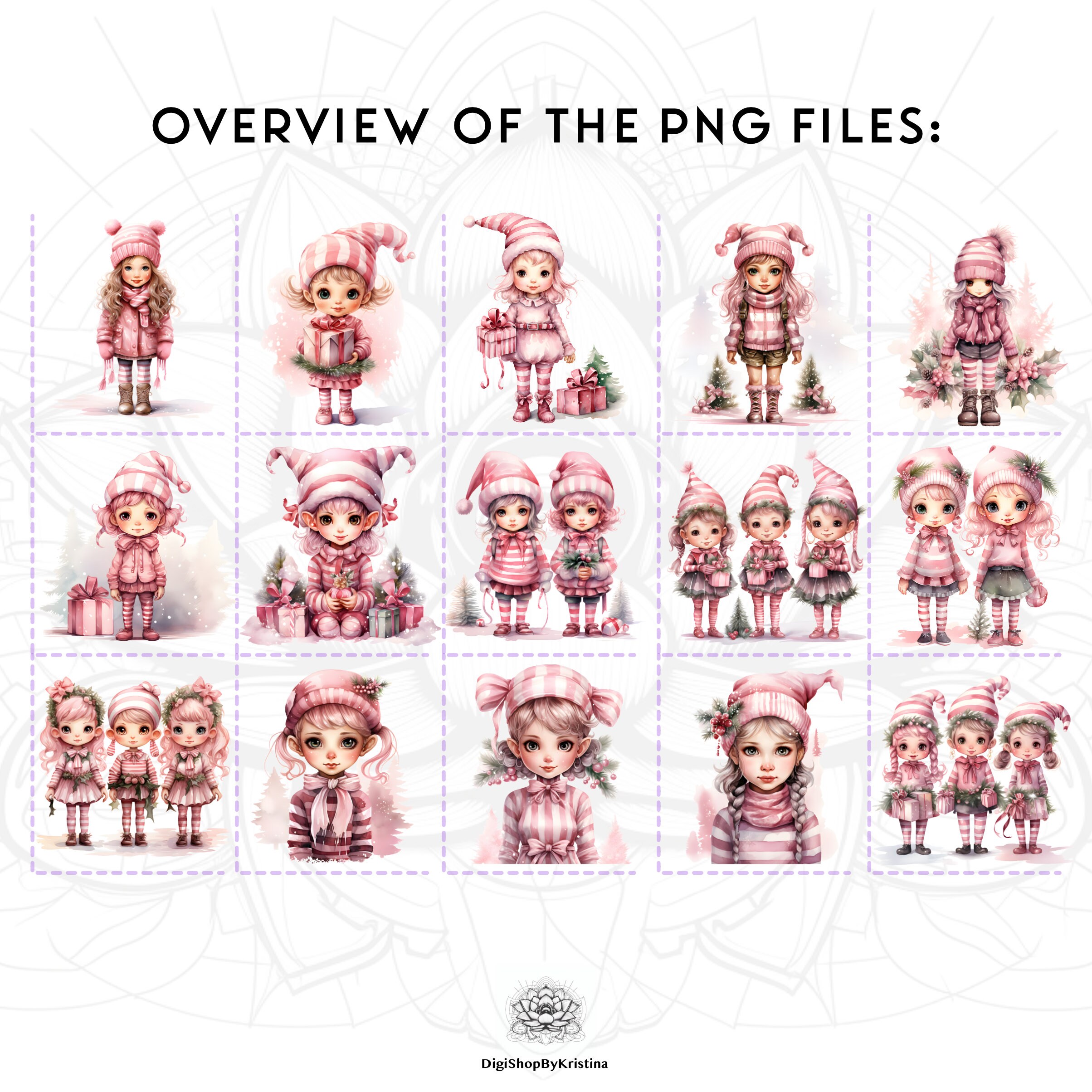 Christmas Elf Clipart Collection Pink Christmas Elves Clipart Girly ...