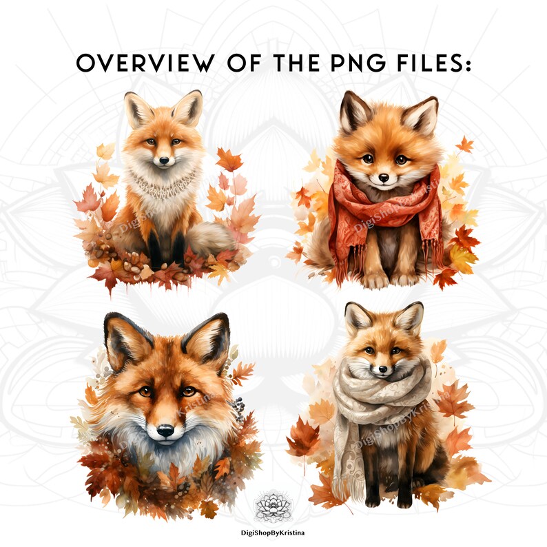 Cute Little Foxes Clipart Set | Watercolor Fox Pngs | Autumn Animals ...