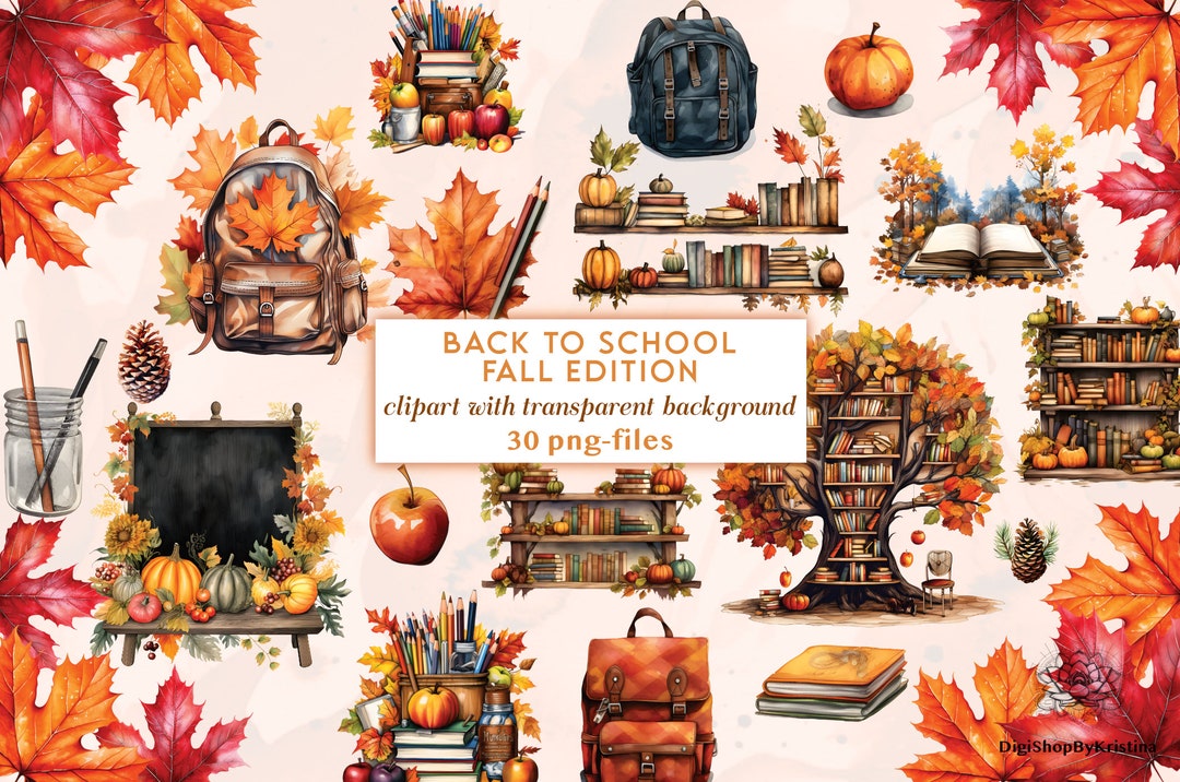 Back to School Clipart Set | Teachers Clipart Set Book Stickers ...