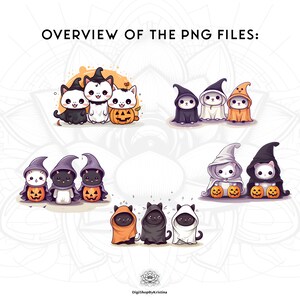 Cute Little Ghost Cats Clipart Pngs | Retro Cats Graphics Download ...
