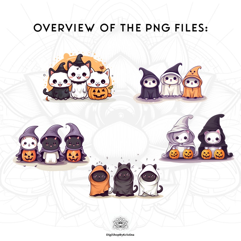 Cute Little Ghost Cats Clipart Pngs Retro Cats Graphics - Etsy