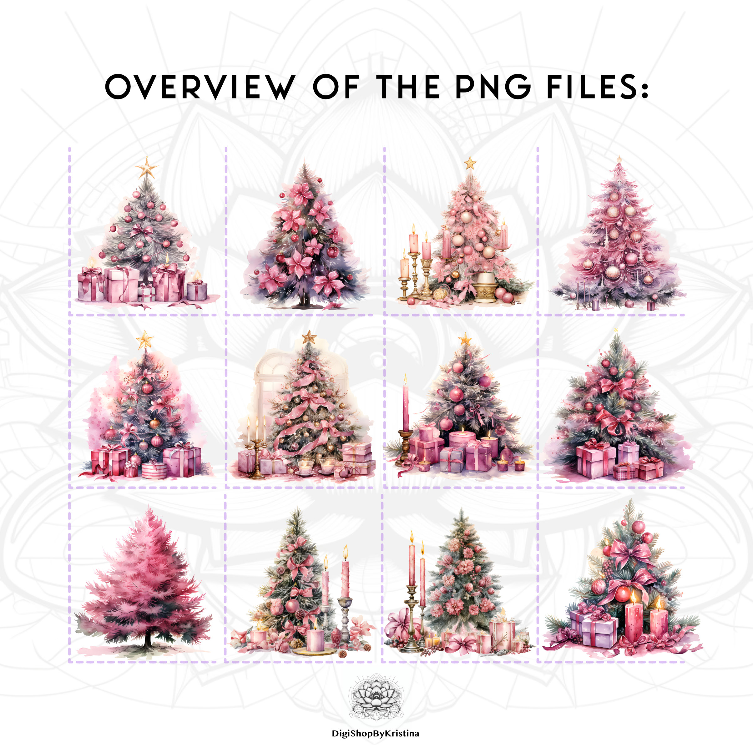 Pink Christmas Trees Clipart Pink Christmas Clipart Girly Christmas ...