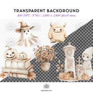 Boho Halloween Clipart Set 1, Retro Halloween Pngs, Witch, Ghost, Bat ...
