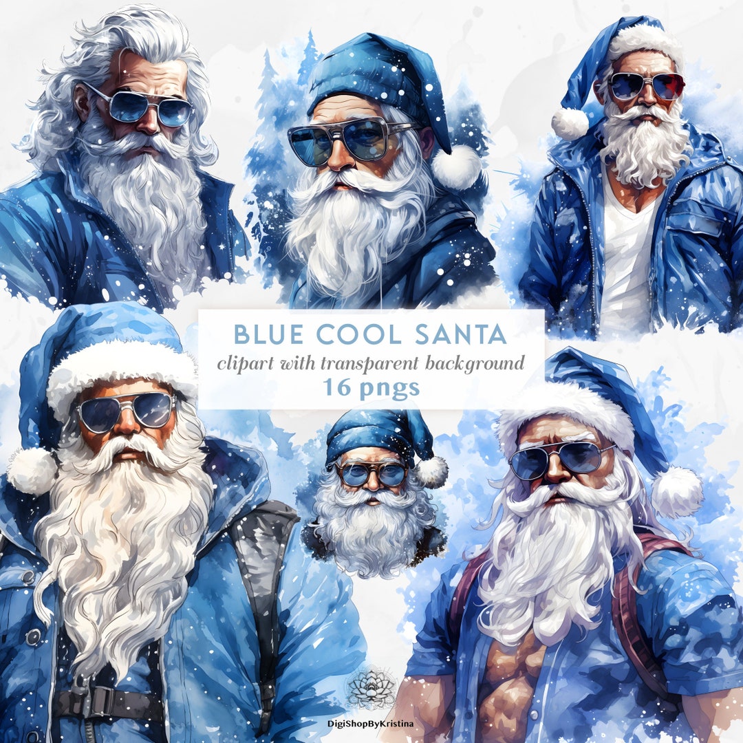 Cool Santa Claus With Sunglasses Clipart | Blue Santa Claus Edition ...