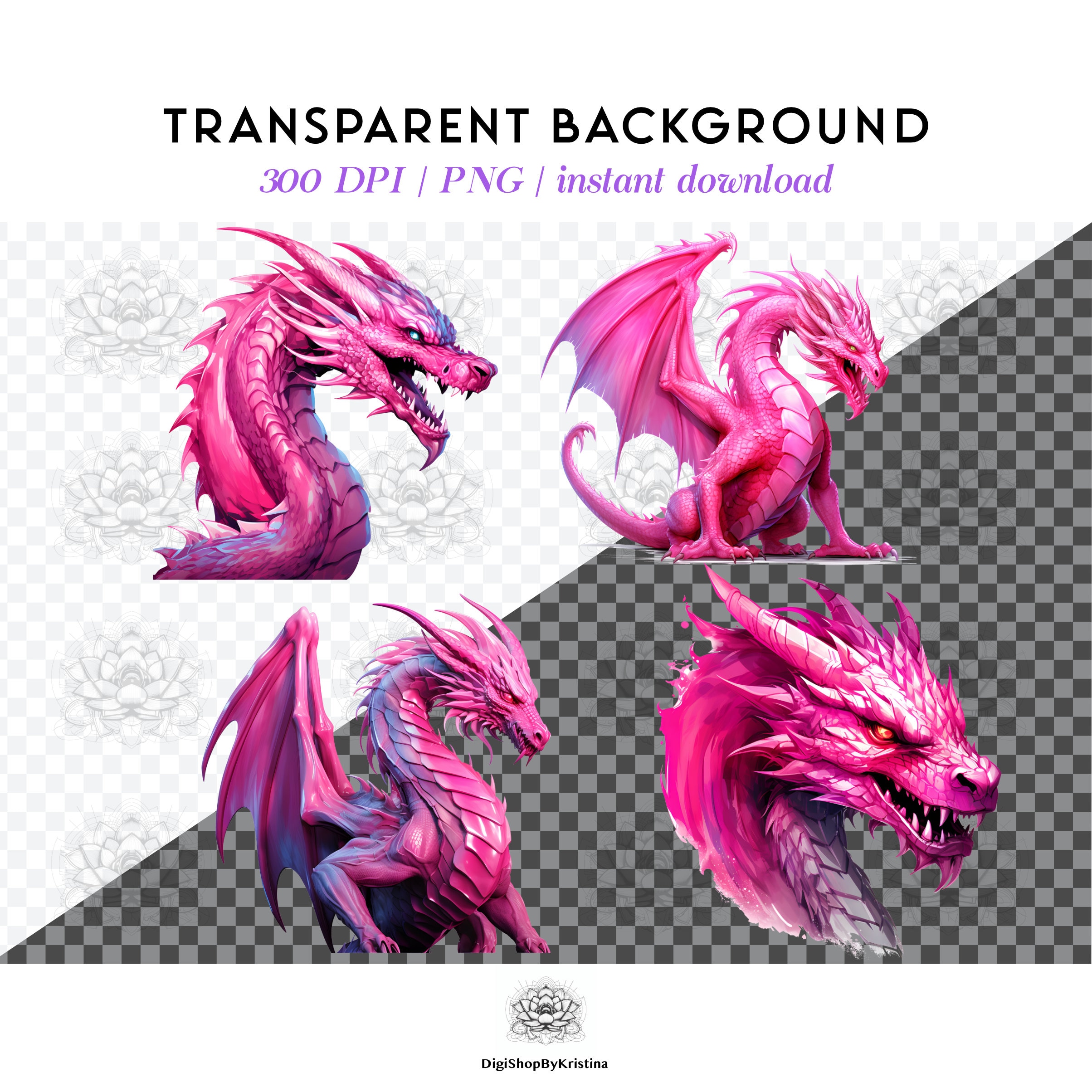 Neon Pink Dragons Clipart PNG Neon Pink Dragon With Png Download ...
