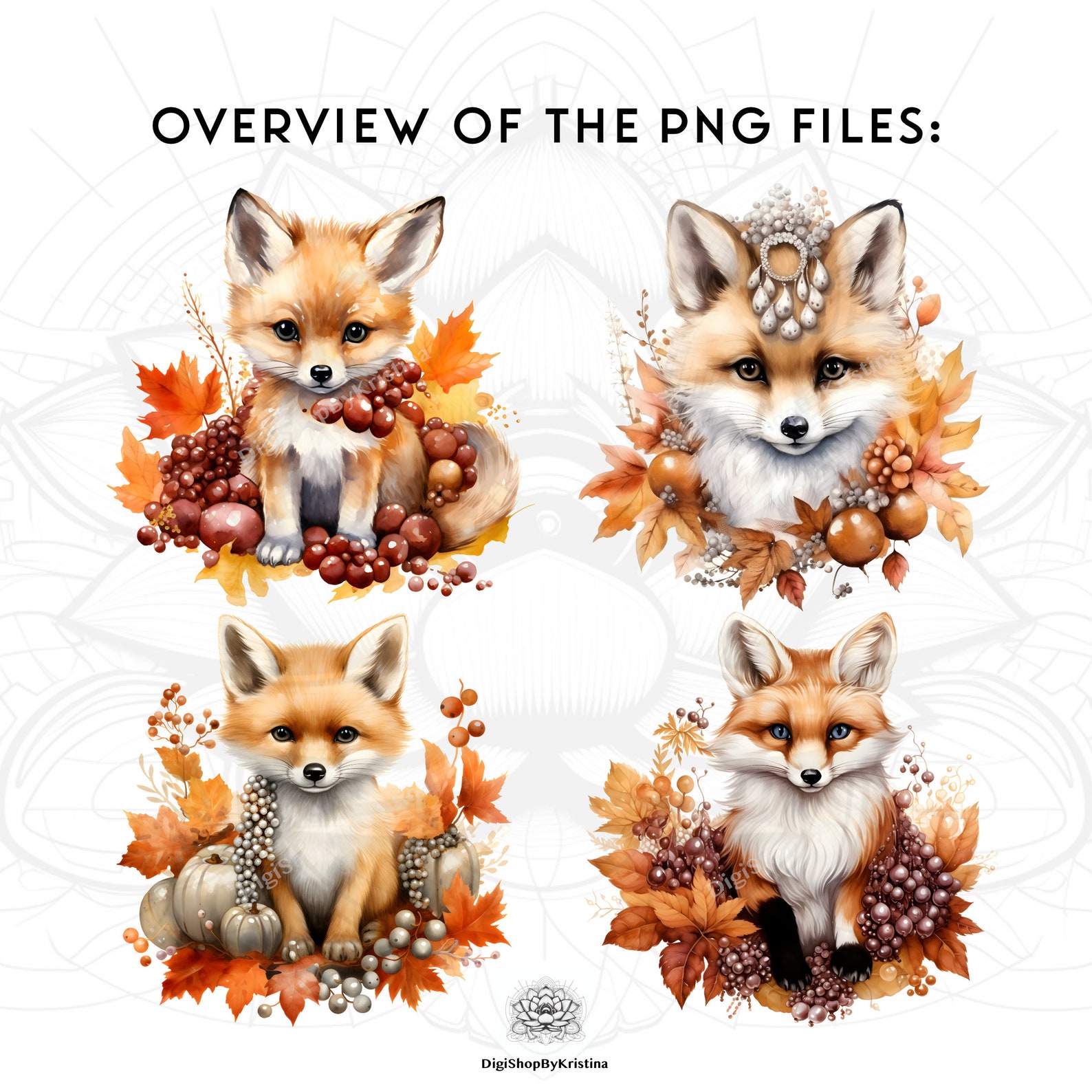 Cute Little Foxes Clipart Set | Watercolor Fox Pngs | Autumn Animals ...