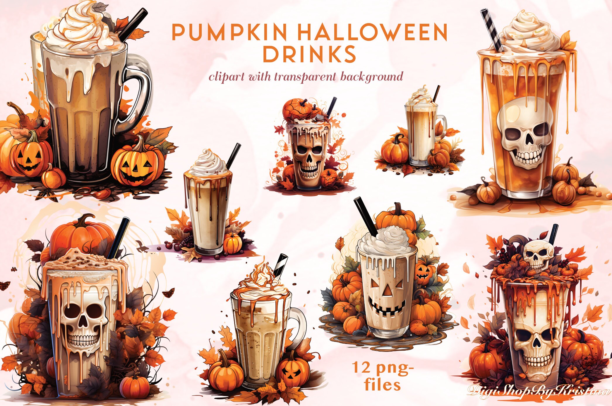 Pumpkin Spice Latte Clipart HALLOWEEN Edition | Spooky Drinks Pngs ...