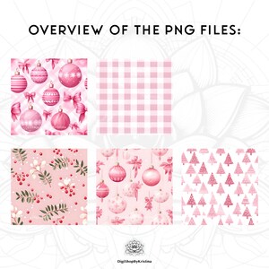 Pink Christmas Digital Papers | Girly Christmas Seamless Patterns Mix ...