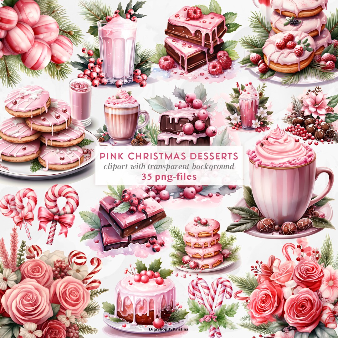 Pink Christmas Dessert Clipart | Christmas Sweets Clipart | Girly ...