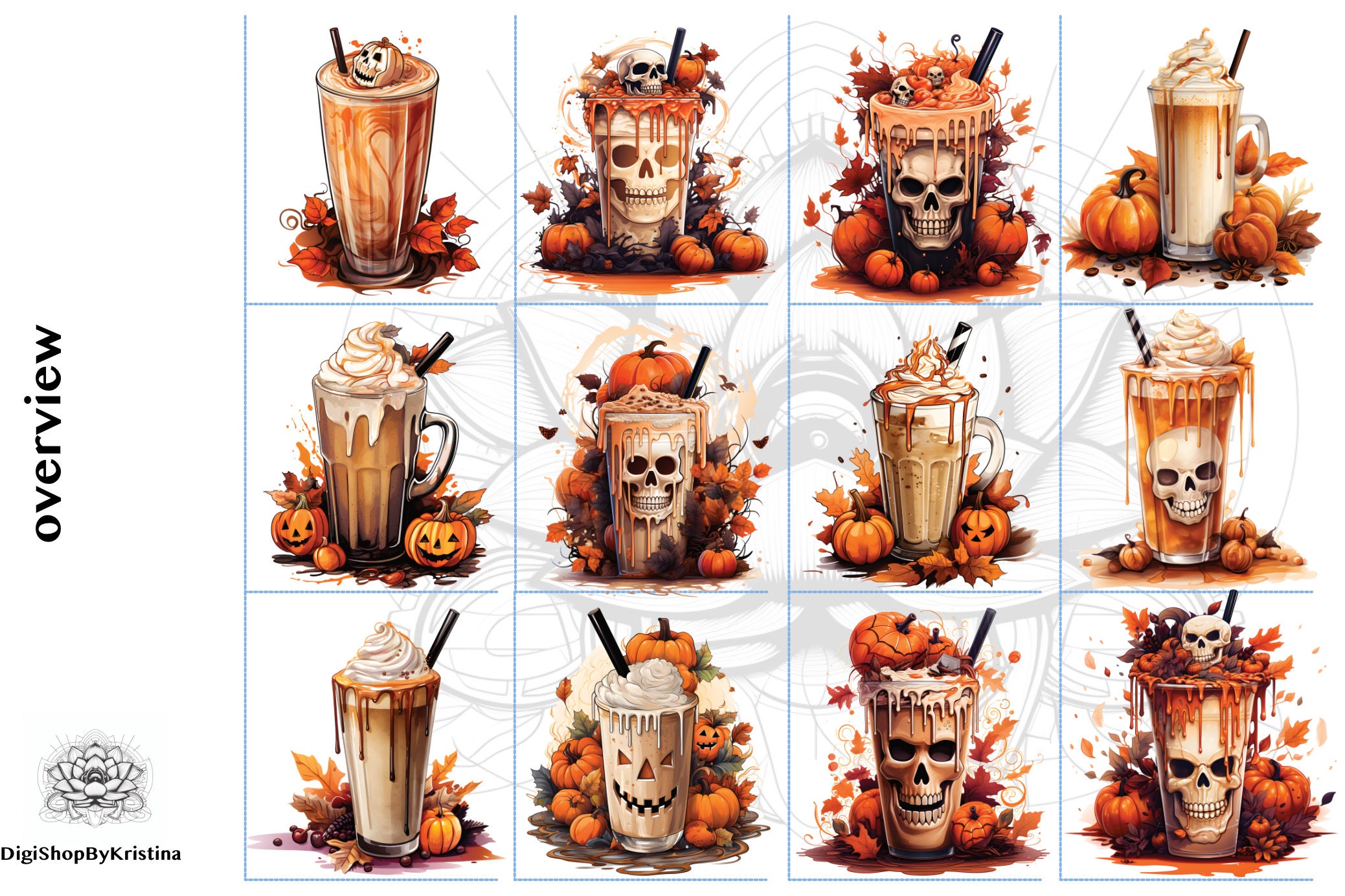 Pumpkin Spice Latte Clipart HALLOWEEN Edition | Spooky Drinks Pngs ...