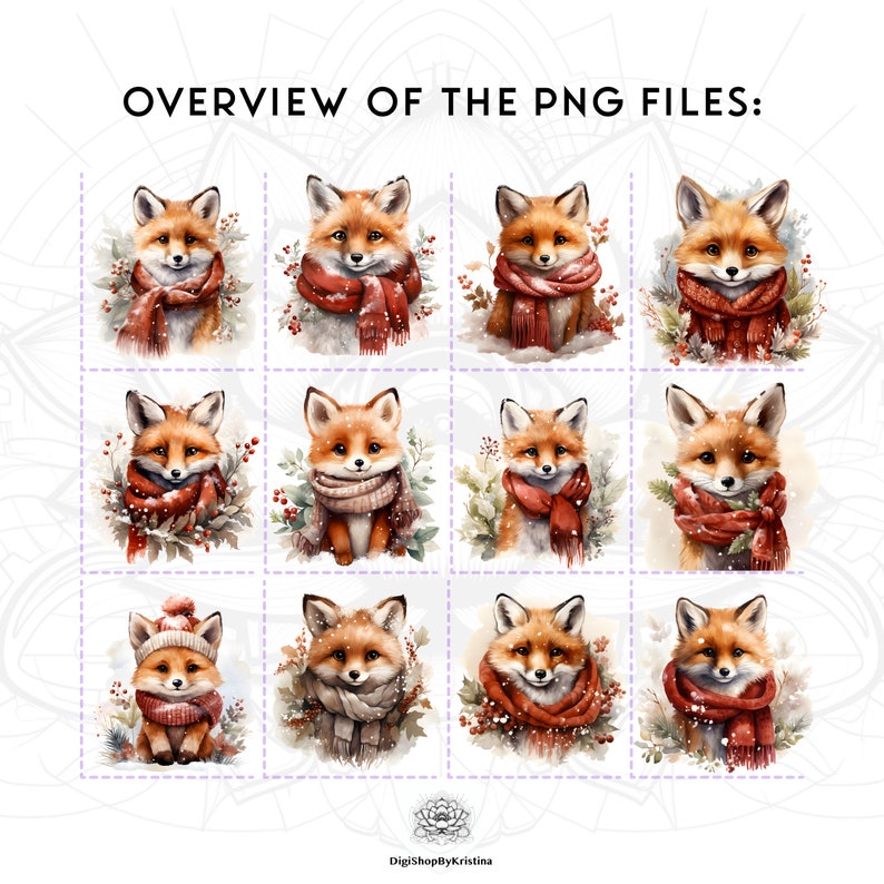 Cute Little Foxes Clipart Set | Watercolor Fox Pngs | Winter Animals ...