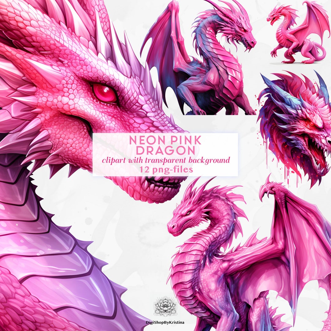 Neon Pink Dragons Clipart PNG | Neon Pink Dragon With Png Download ...