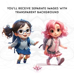 School Girls Clipart | Back to School Clipart | Cute Girl Clipart ...