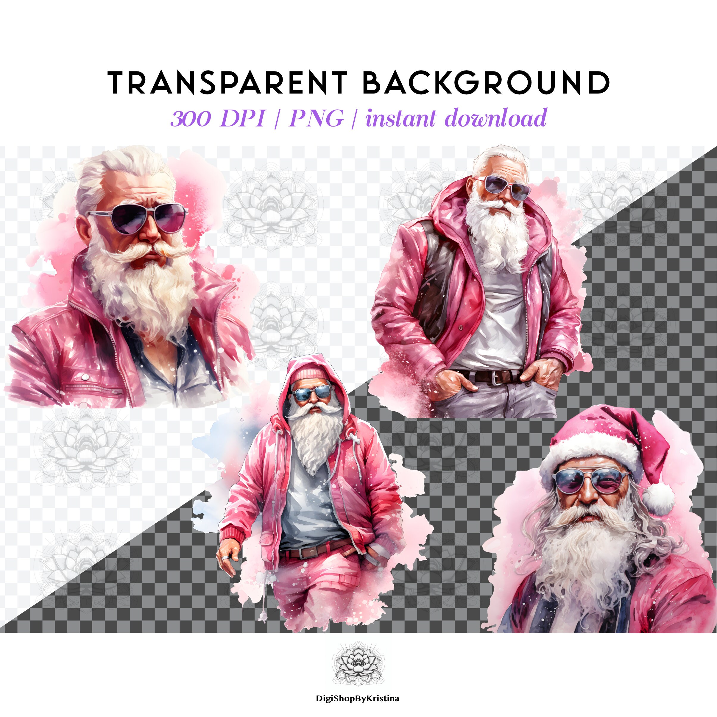 Cool Santa Claus With Sunglasses Clipart Pink Santa Claus Edition ...