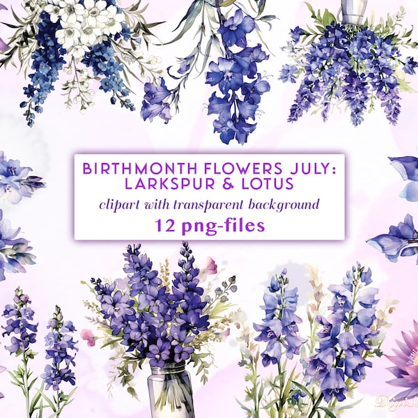 Watercolor Birthmonth Flowers Clipart - Etsy