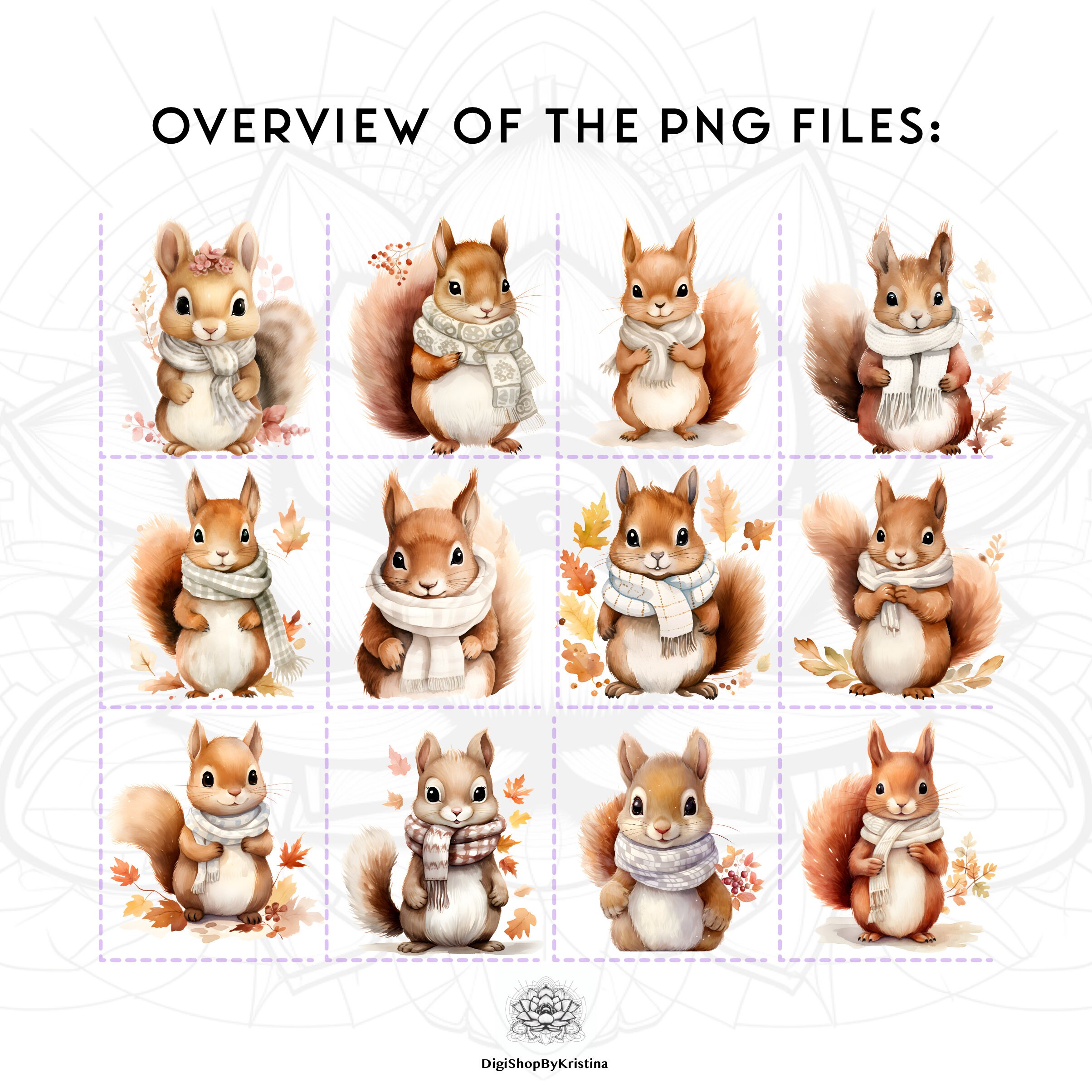 Cute Little Squirrels Clipart Set Watercolor Squirrel Pngs Autumn ...