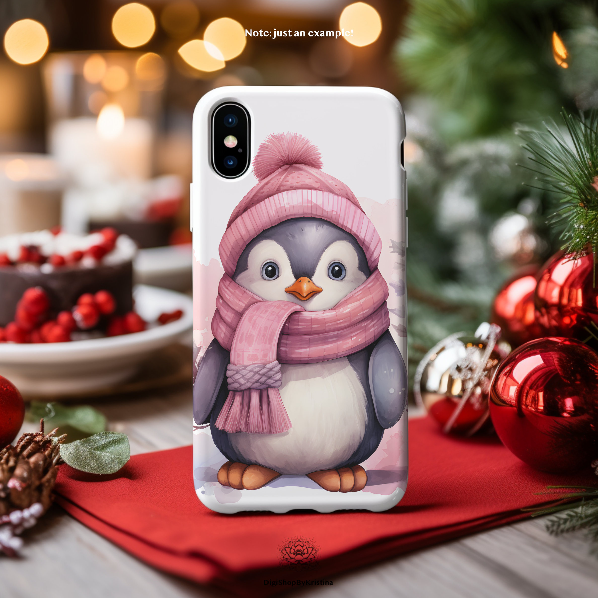 Pingouin de Noël rose mignon Clipart Aquarelle de Noël rose - Etsy France