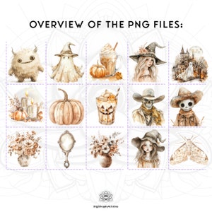 Boho Halloween Clipart Set 2, Retro Halloween Pngs, Witch, Ghost, Bat ...