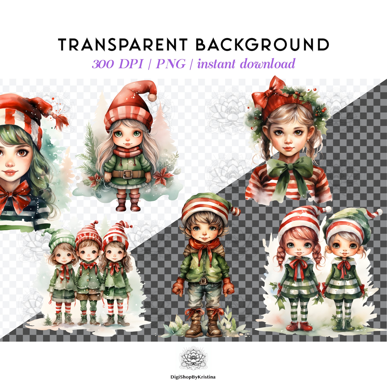 Christmas Elf Clipart Collection Green and Red Christmas Elves Clipart ...