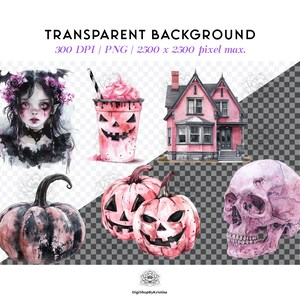 Pastel Pink Halloween Clipart Set 1, Pink Halloween Pngs, Witch, Ghost ...