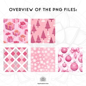 Pink Christmas Digital Papers | Girly Christmas Seamless Patterns Mix ...