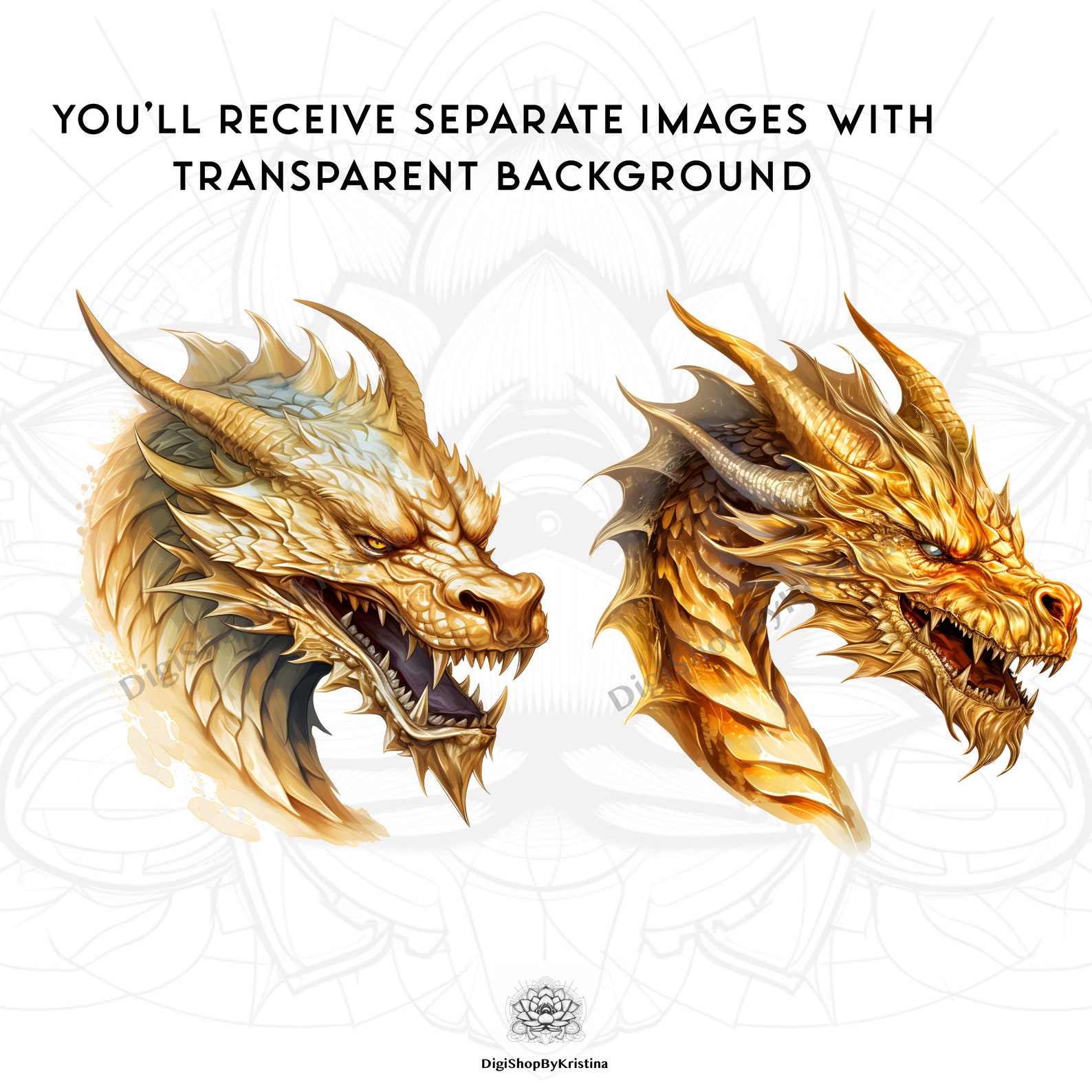 Gold Dragons Clipart PNG Golden Dragon With Png Download - Etsy