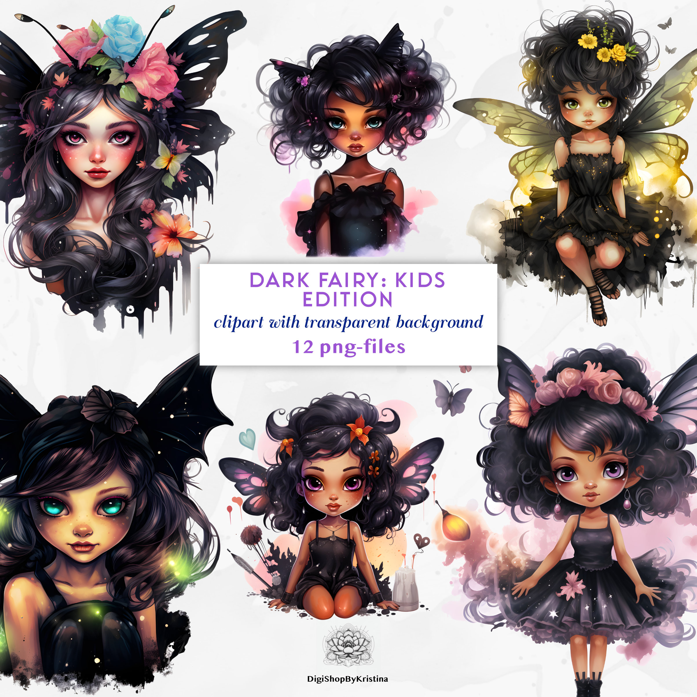 Dark Fairy: Kids Edition Clipart Black Fairies Clipart - Etsy