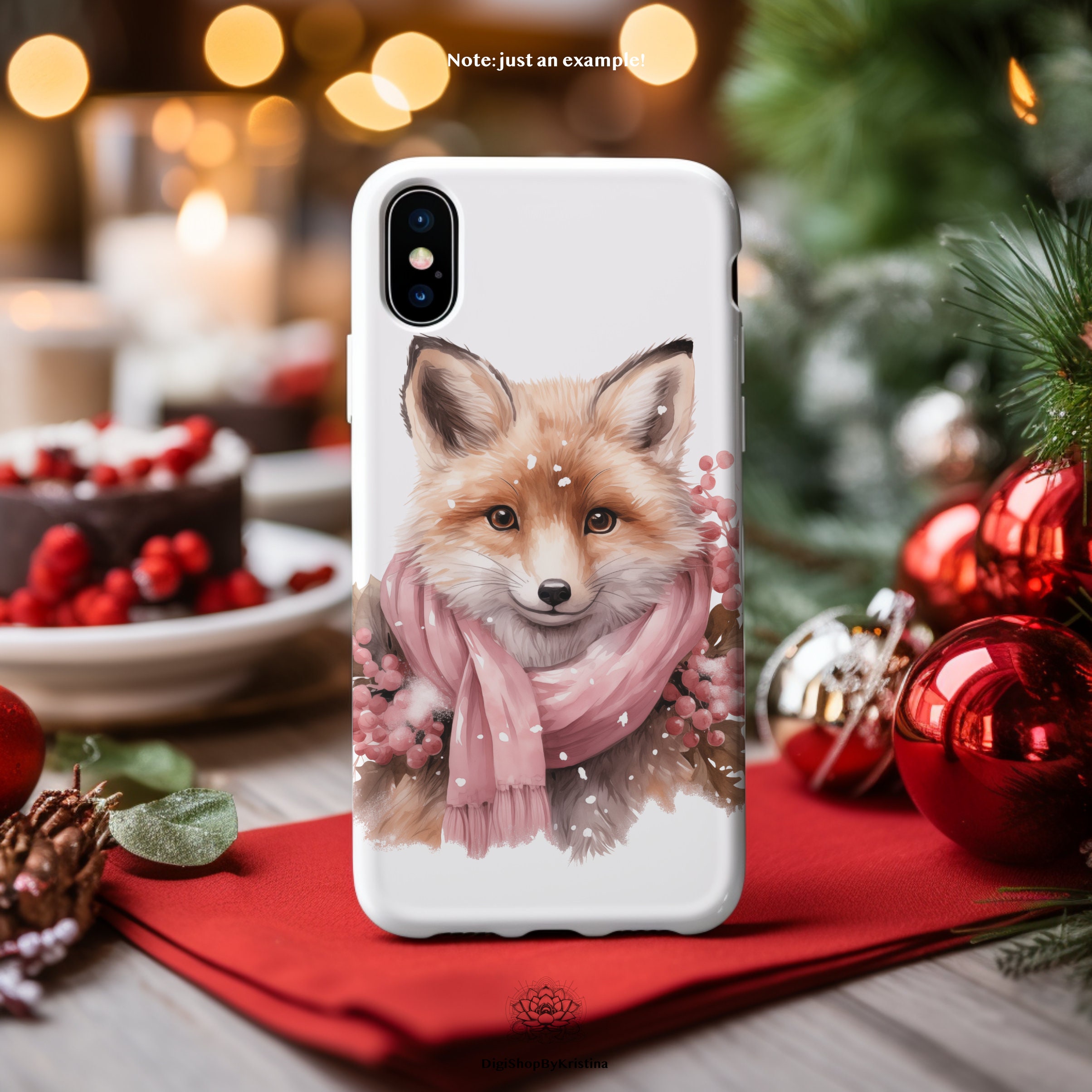 Cute Pink Christmas Fox Clipart Pink Watercolor Christmas Fox Girly ...