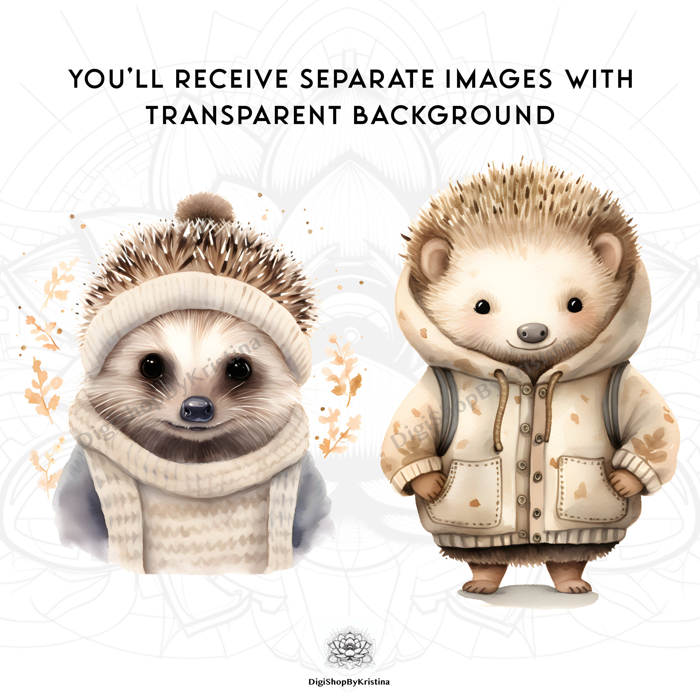 Cute Little Autumn Hedgehog Clipart Set Watercolor Hedgehog - Etsy