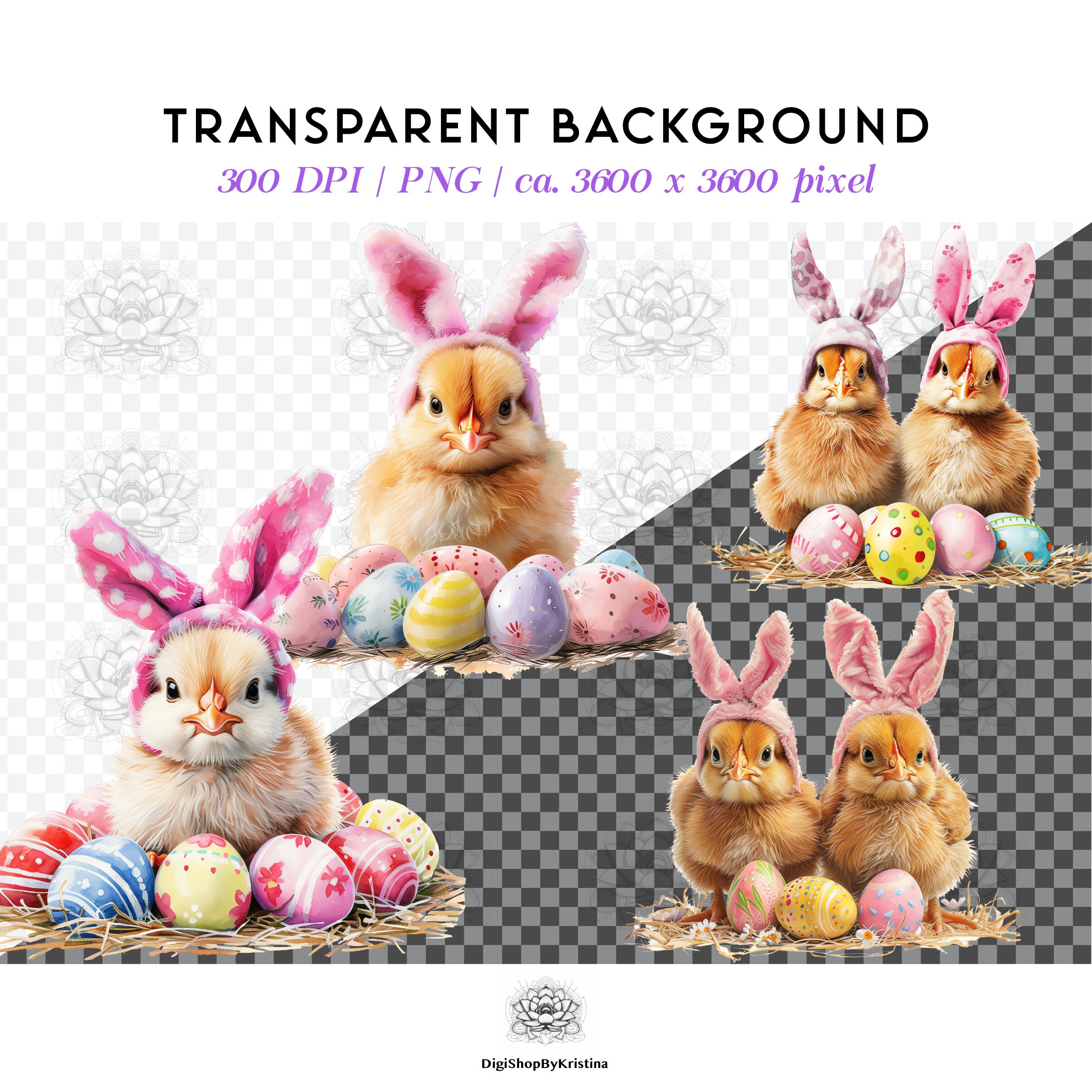 Cute Chickens With Bunny Ears Clipart Cute Easter Clipart Easter Chick ...